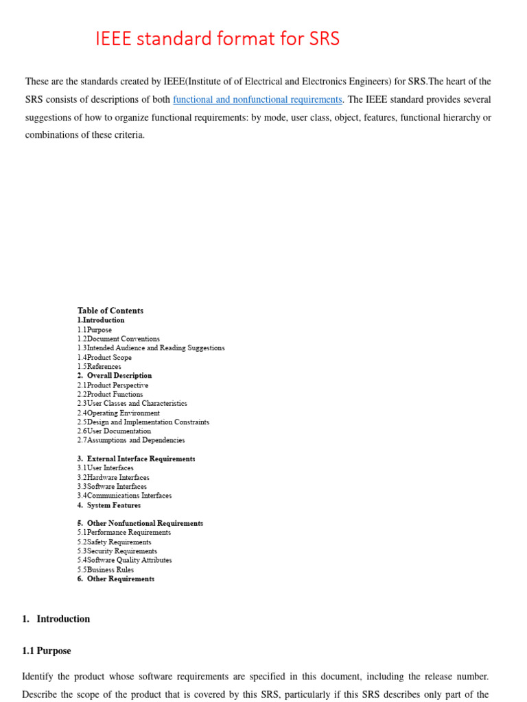 CH-2 IEEE Standards For SRS | PDF | Software | Communication