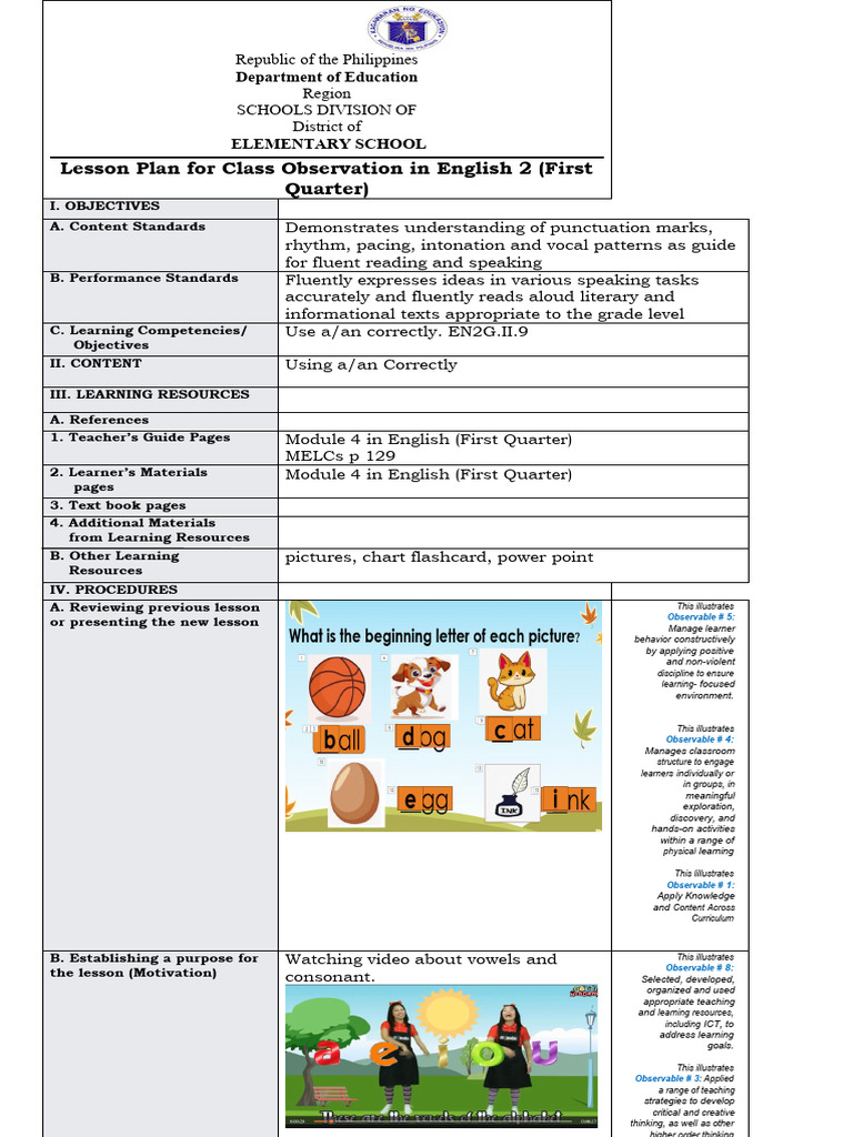 COT LP in English | PDF | Learning | Lesson Plan