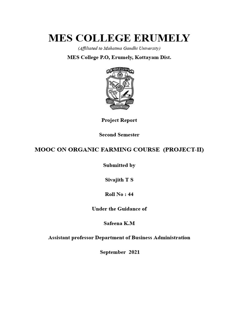 Mooc Project Report, Sivajith | PDF | Compost | Manure