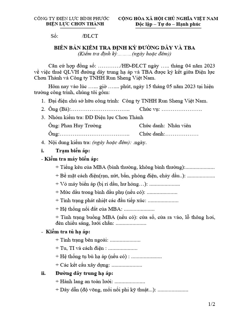 (BBKTr Công ty TNHH Run Sheng Việt Nam thang 5-2023 | PDF