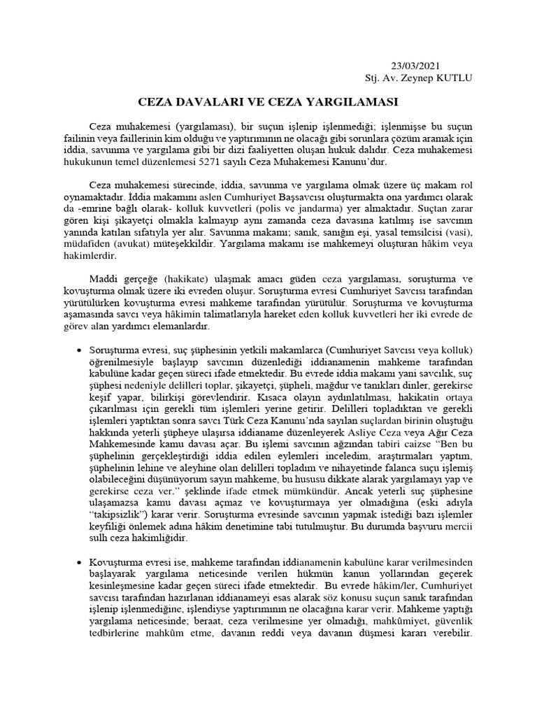 Ceza Davalari Ve Ceza Yargilamasi | PDF