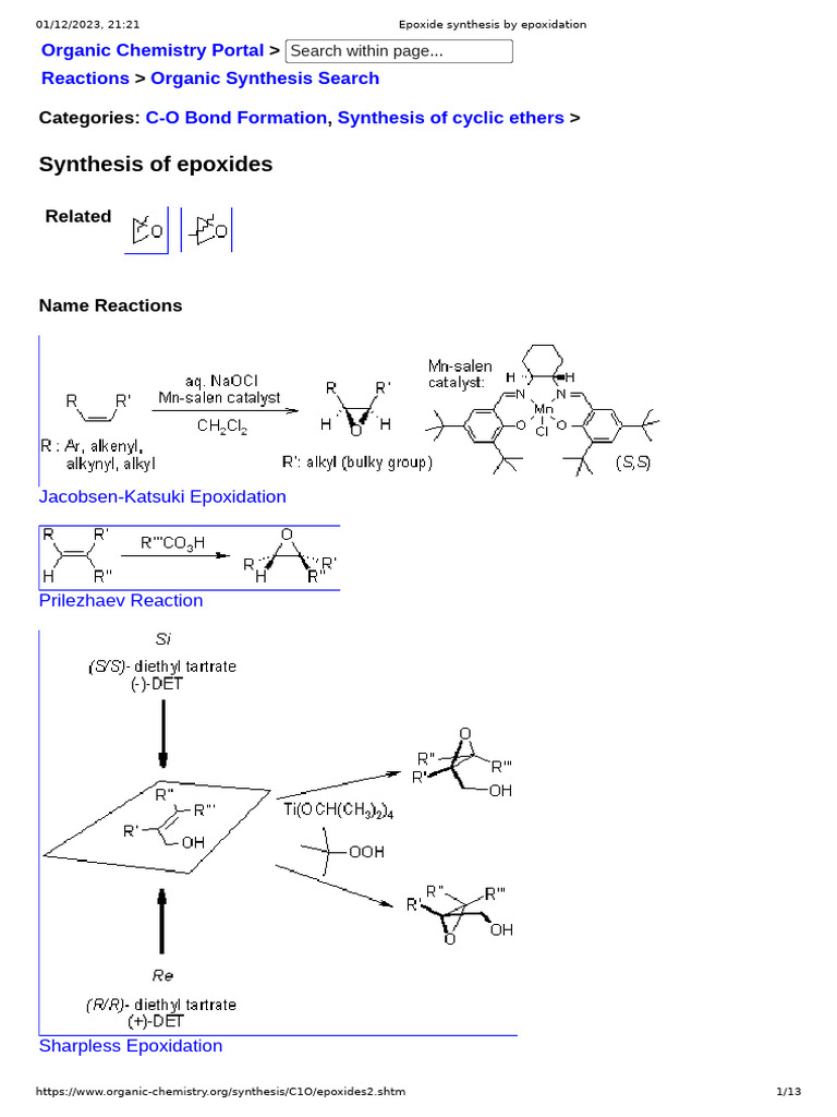 Epoxidation | PDF | Alkene | Hydrogen Peroxide