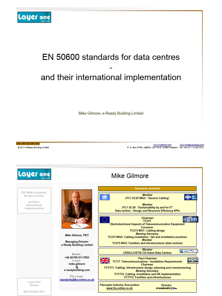 EN 50600 Standards For Data Centres - and Their International ...