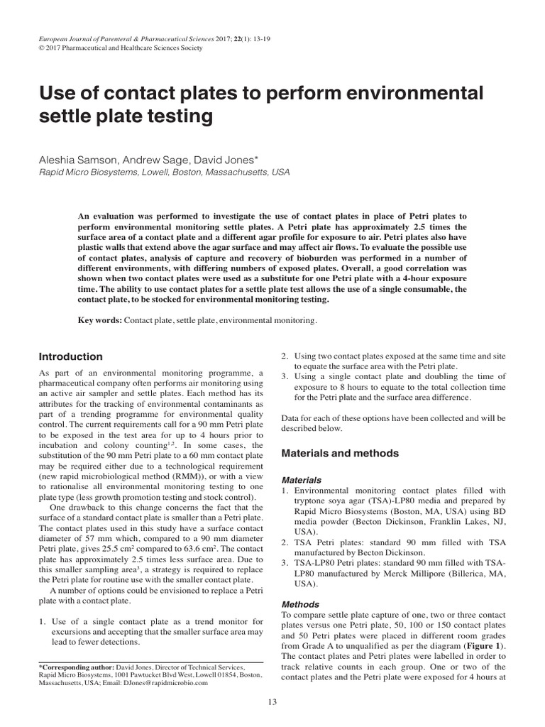 Use of Contact Plates To Per | PDF | Colony Forming Unit ...
