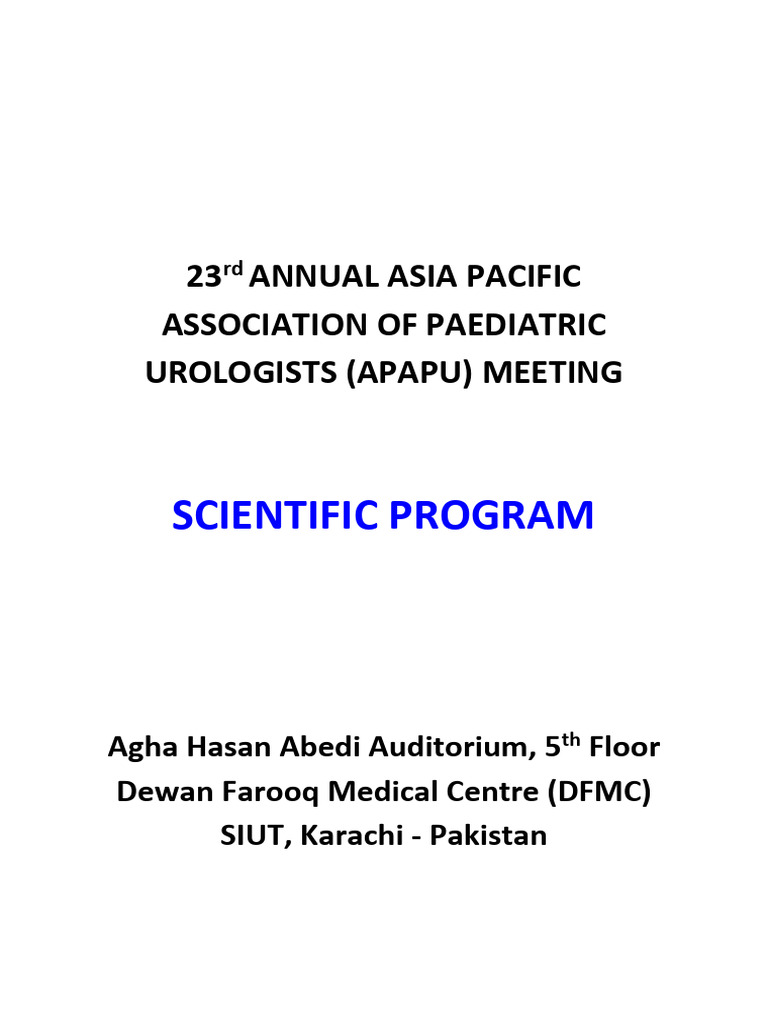 APAPU 2023 Meeting Agenda | PDF | Urology | Genitourinary System Diseases