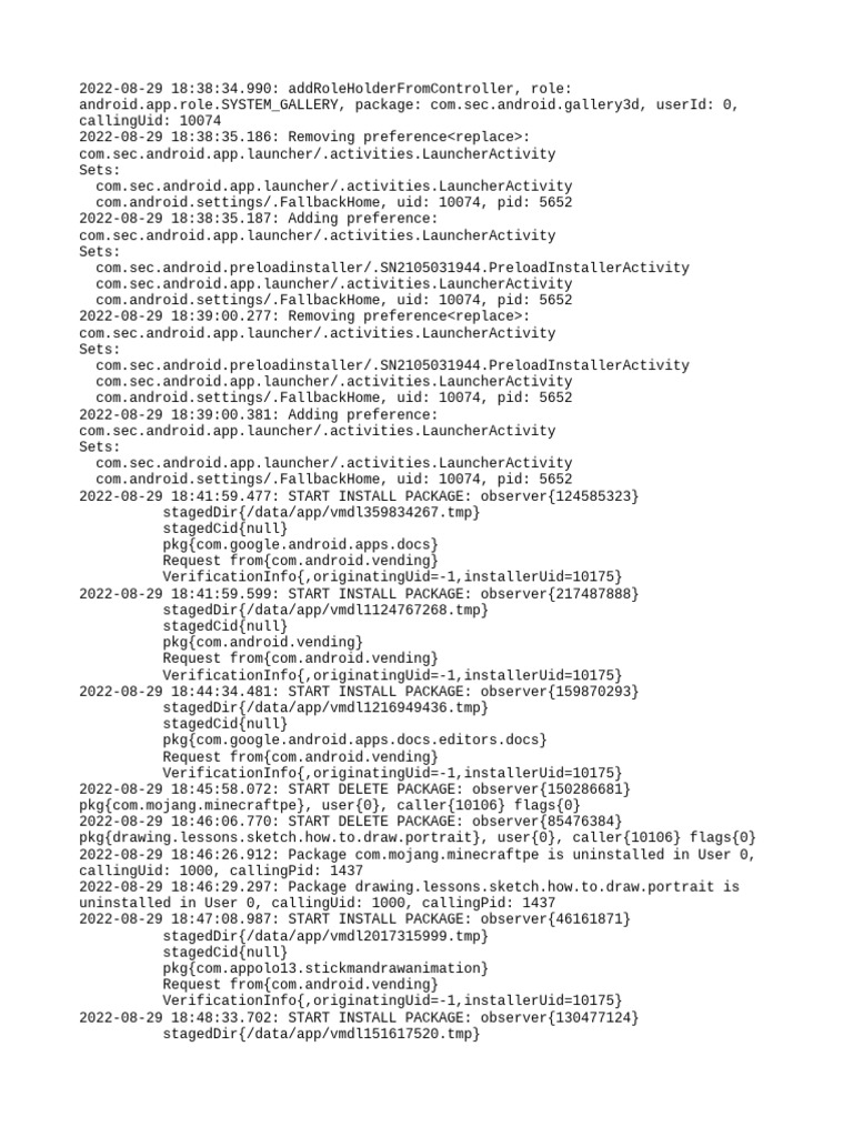 Android Package Installation Log | PDF | Social Networking Service | Unix