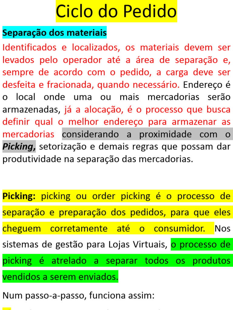 Ciclo Do Pedido | Download grátis PDF | Cadeia de suprimentos | Logística