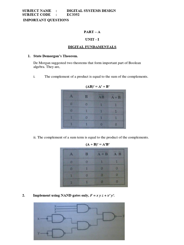 EC3352 Digital System Design | PDF | Logic Gate | Random Access Memory