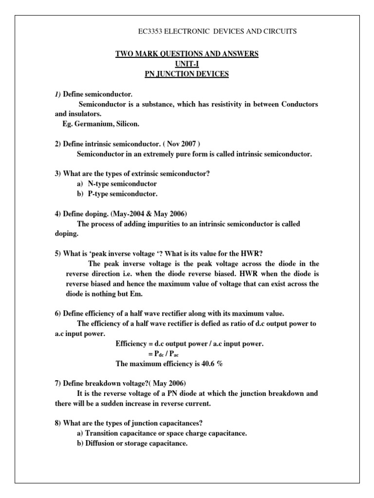 Ec3353 Electronic Devices and Circuits | PDF | Amplifier | Electronic Oscillator