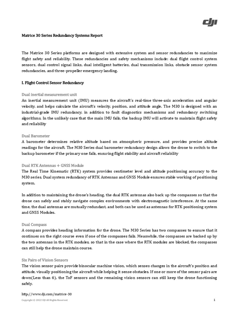 Matrice 30 Series Redundancy Systems Report | Download Free PDF ...