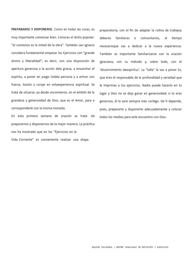 Prepararse y Disponerse Guía No. 1 | PDF | Oración | Amor