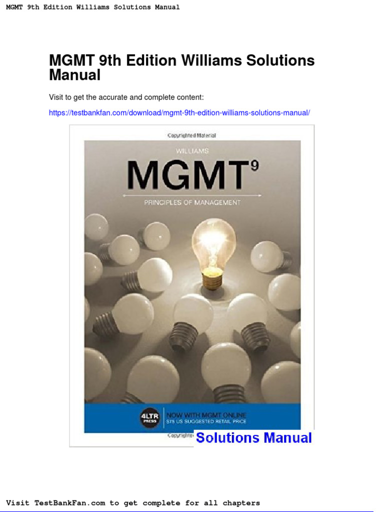 MGMT 9th Edition Williams Solutions Manual | PDF MGMT 9th Edition Williams Solutions Manual | PDF