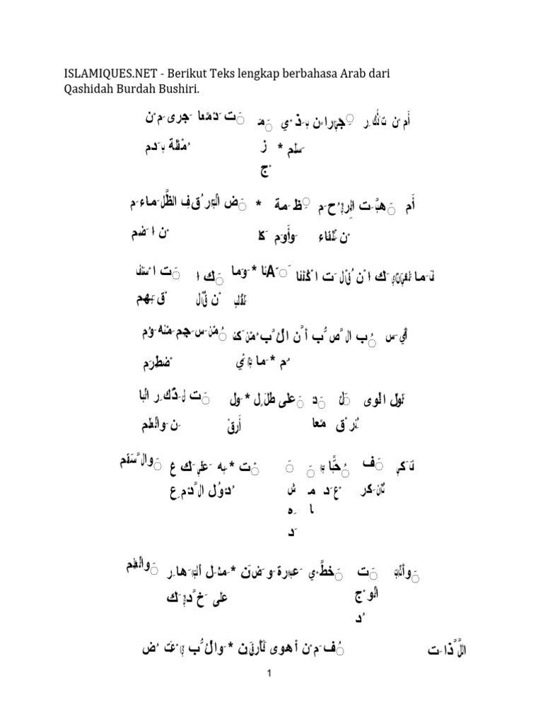 Teks Lengkap Burdah | PDF