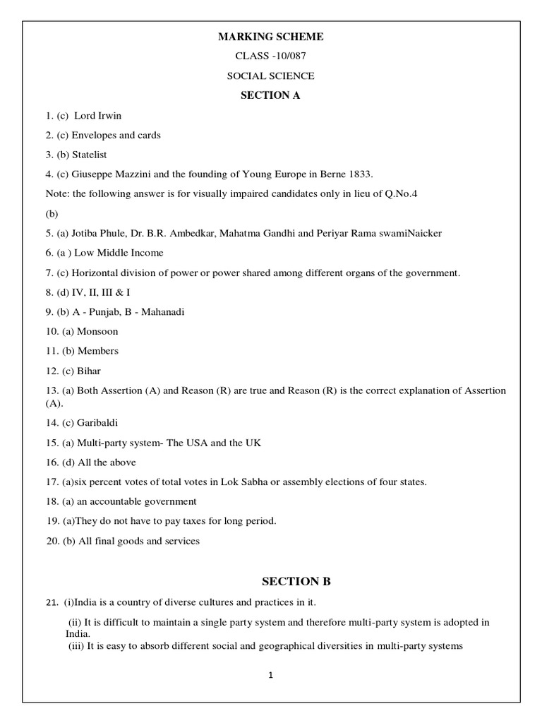 CSSC - Social Science (087) - Answer Key | PDF | German Empire | Democracy