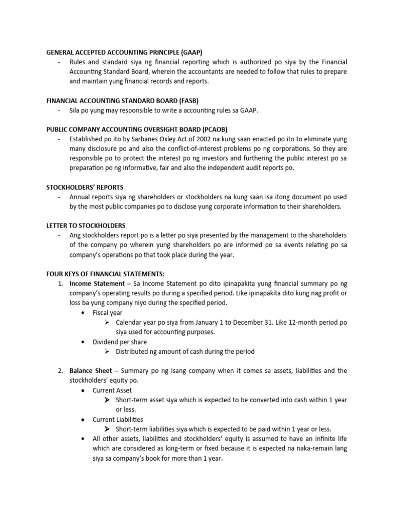 GENERAL ACCEPTED ACCOUNTING PRINCIPLE | PDF | Financial Statement ...