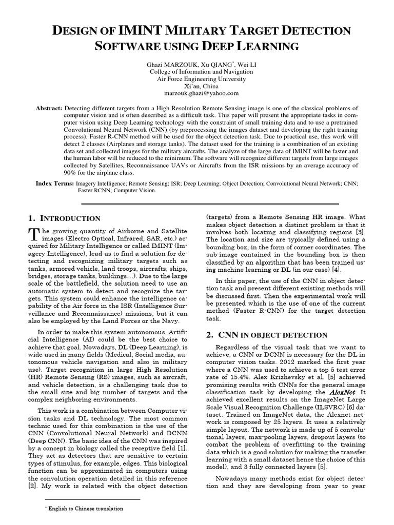 IMINT Target Acquisition Using Deep Learning | PDF | Artificial ...