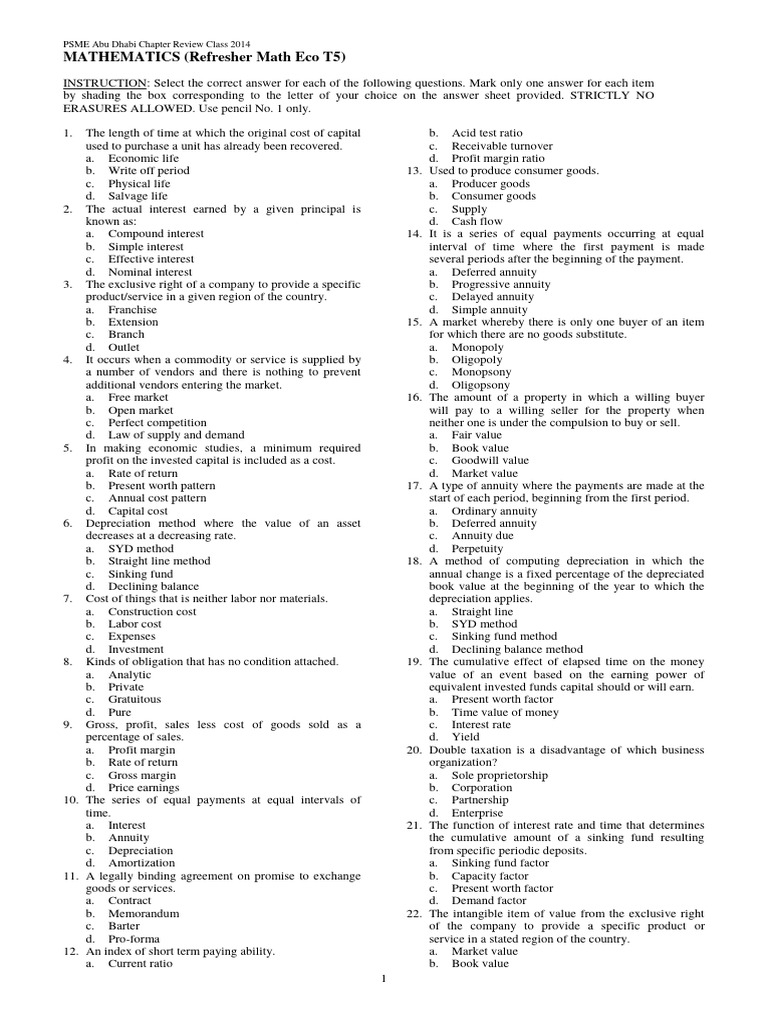 Refreshers Math Eco T5 | PDF | Bonds (Finance) | Demand