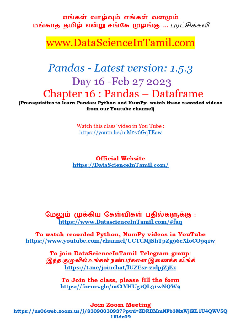 016) Pandas - Batch 2 - Day 016 | PDF | Computers