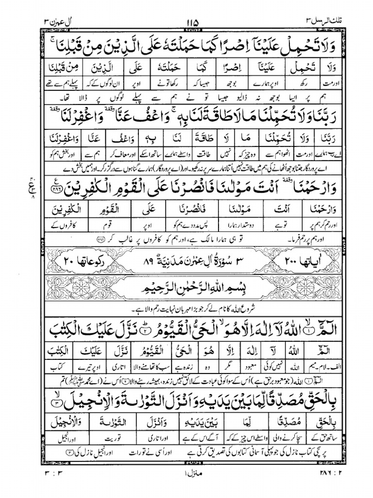 Surah 3 Aali Imran Urdu Tarjuma | PDF