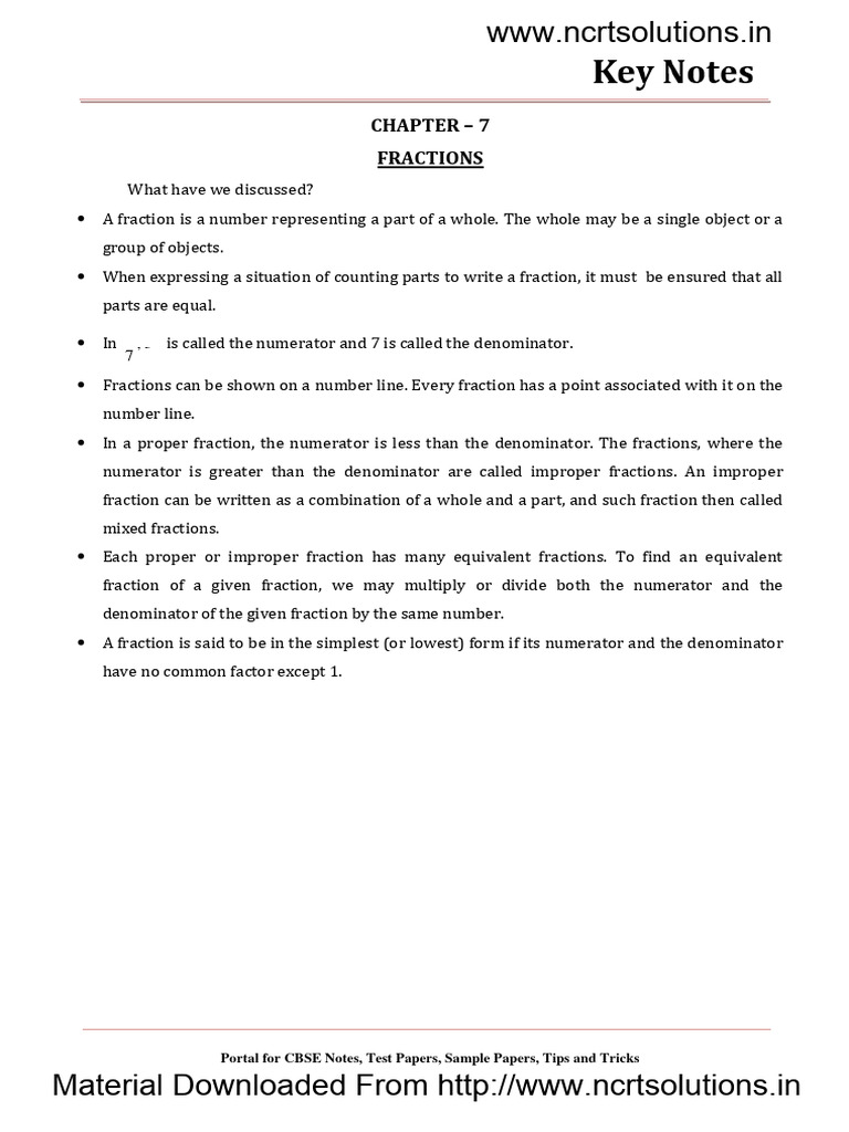 06 Maths Ch7 Fractions Pdf Career And Growth Language Arts And Discipline