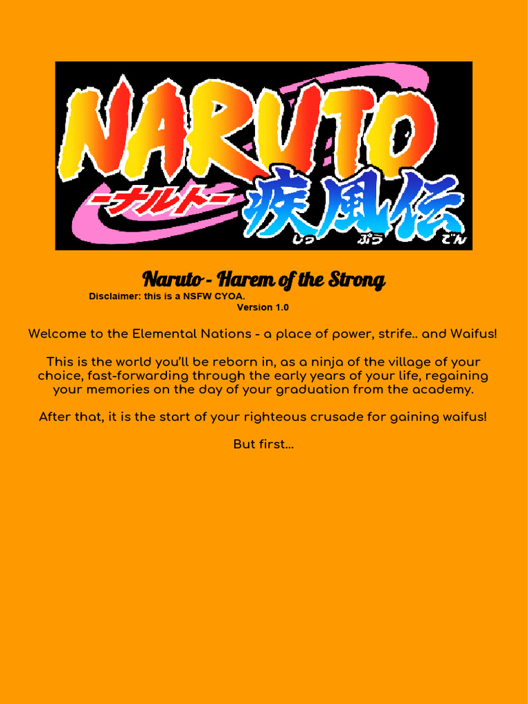 Naruto - Harem of The Strong CYOA v1.0 (By Arandommark) | PDF | General ...
