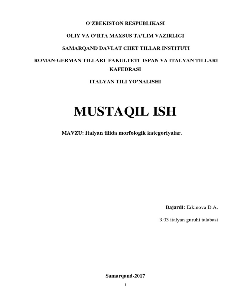 Mustaqil Ish | PDF