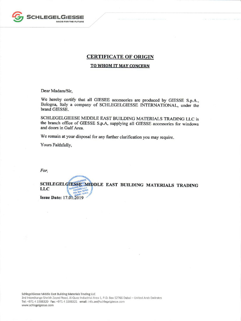 Certificate of Origin | PDF