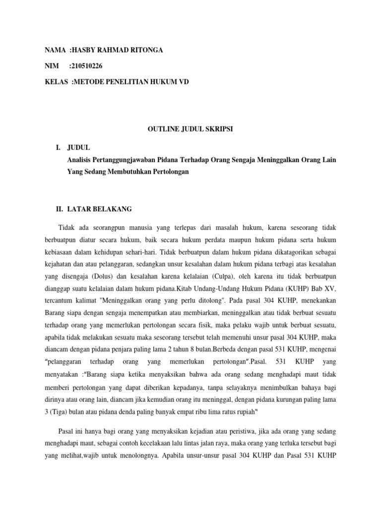 Contoh Pembuatan Outline | PDF