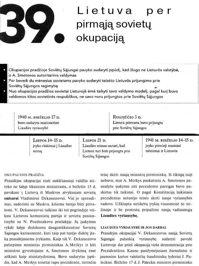 39.lietuva Per Pirmąją Sovietų Okupaciją | PDF