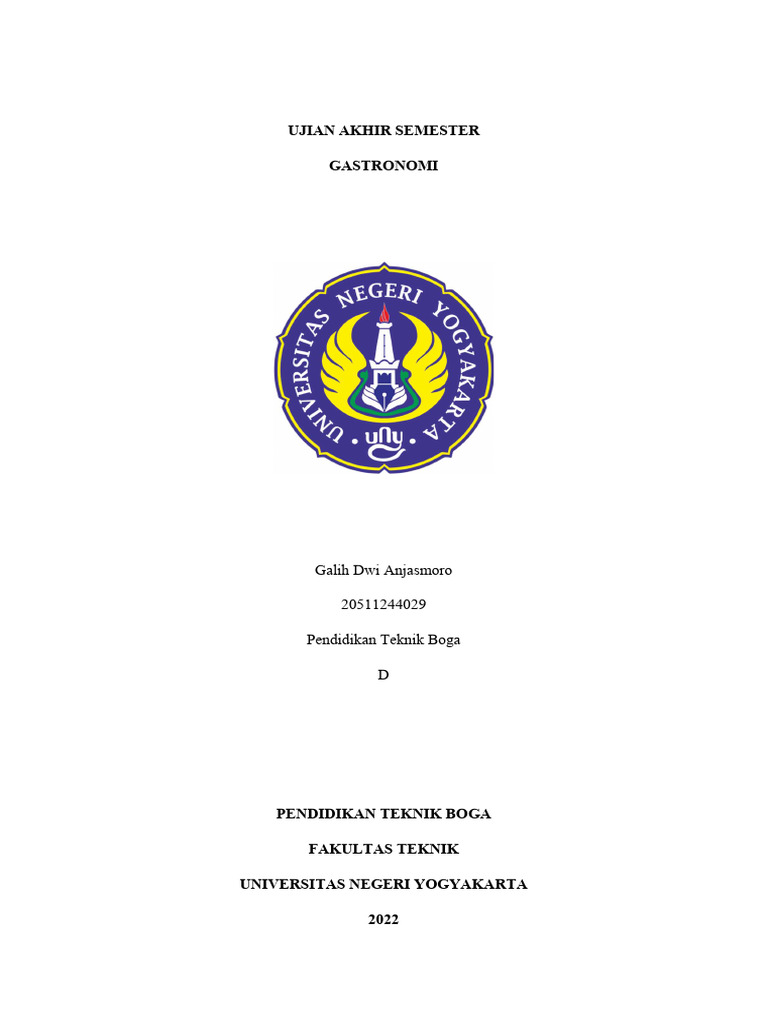 Galih Dwi Anjasmoro - 20511244029 - UAS Gastronomi | PDF