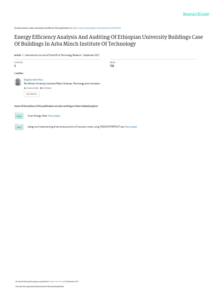 Energy Efficiency Analysis and Auditing of Ethiopian University ... Energy Efficiency Analysis and Auditing of Ethiopian University ...