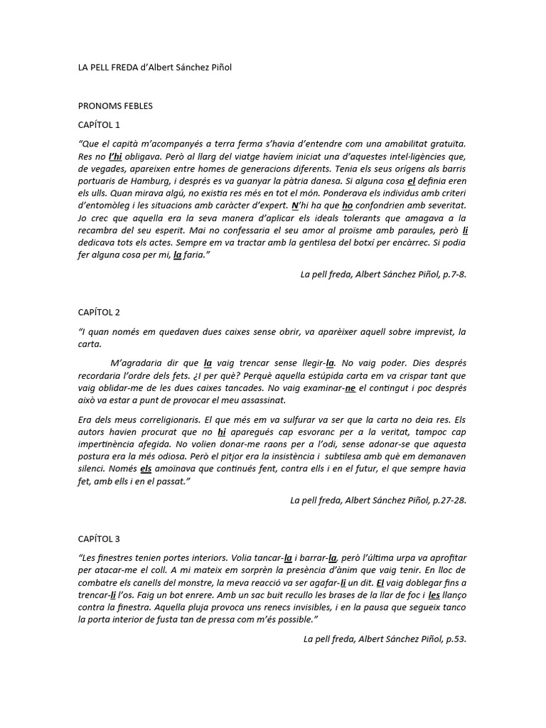 La Pell Freda (Pronoms Febles) | PDF