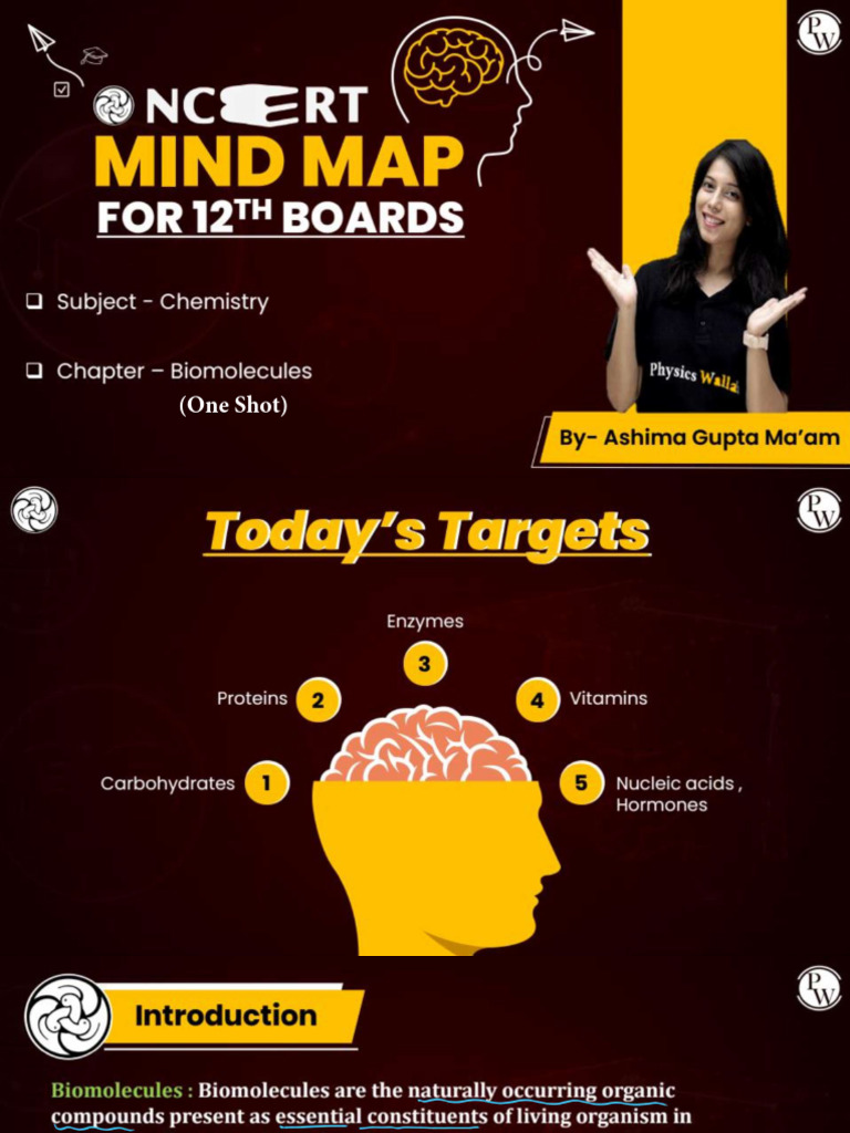 Biomolecules (One Shot) _ Class Notes __ Class 12th Mind Map | PDF