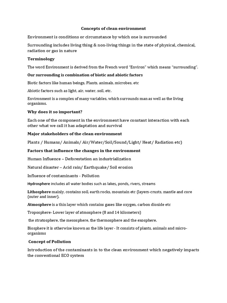 1.concepts of Clean Environment | PDF | Natural Environment ...