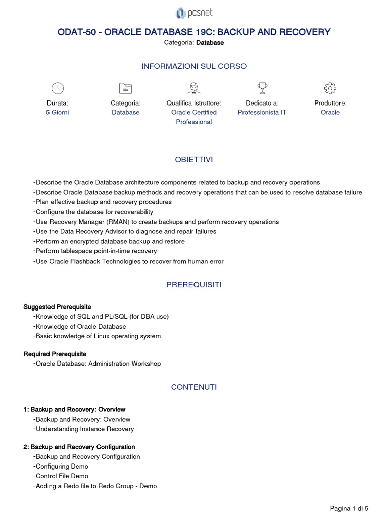 Scheda Corso | Download Free PDF | Backup | Databases