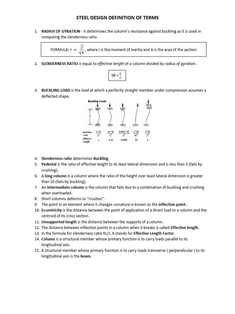 Steel Column Design Terms Explained | PDF