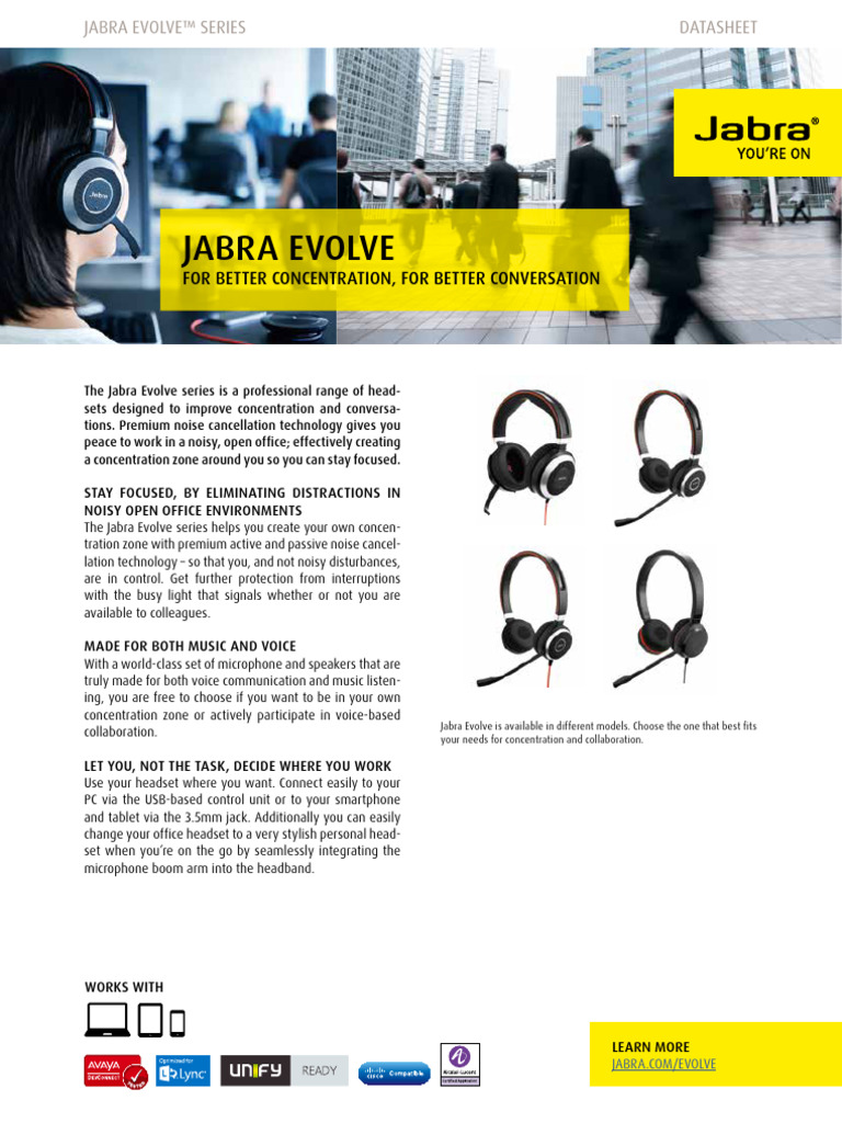 Jabra Evolve Series | PDF | Telephone | Bluetooth