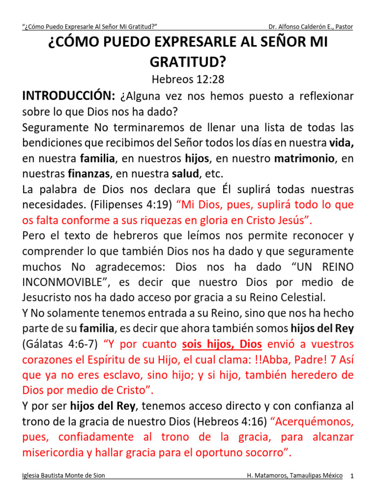¿Como Puedo Expresarle Al Senor Mi Gratitud | Descargar gratis PDF | Cristo (título) | Creencia ...