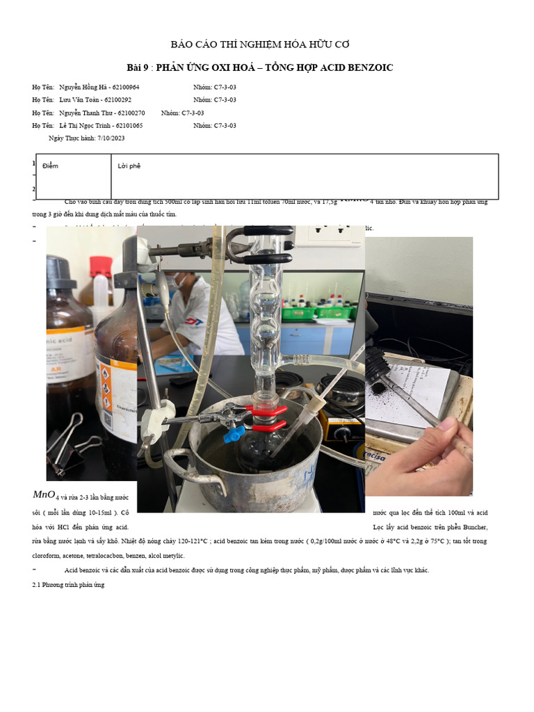 Bài 9 PH N NG Oxi Hoá - T NG H P Acid Benzoic | PDF