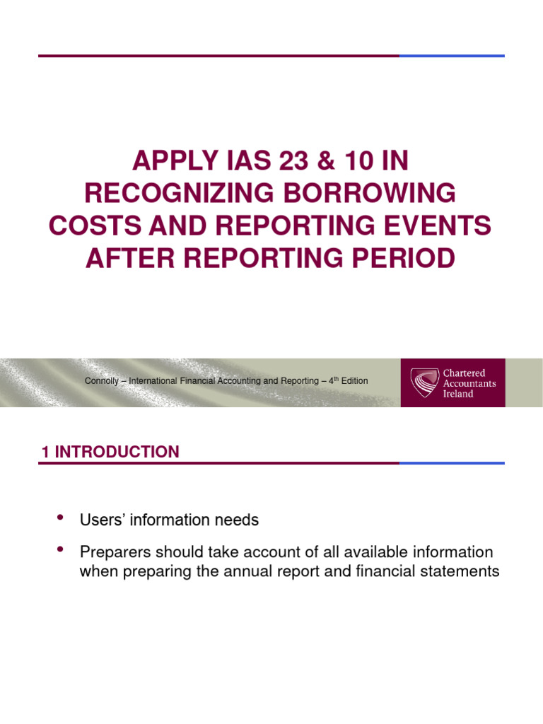 IAS 10 & 23: Borrowing Costs and Events | PDF | Financial Accounting ...