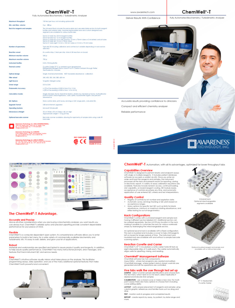 ChemWell-T 4620 Biochemistry 100 T | PDF | Litre | Physical Sciences