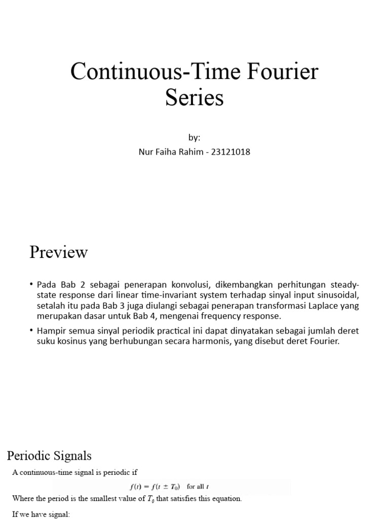 Continuous-Time Fourier Series | PDF | Fourier Series | Fourier Transform