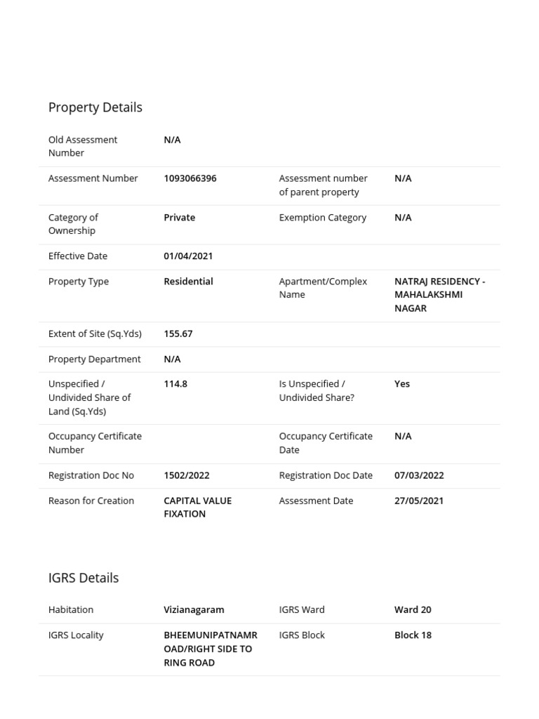 Egov - View Property Details | PDF | Depreciation | Taxes