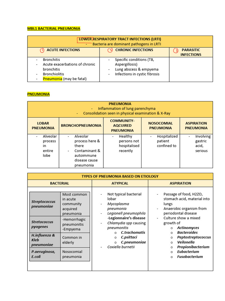MBL 1 Bacterial Pneumonia | PDF | Pneumonia | Medical Specialties