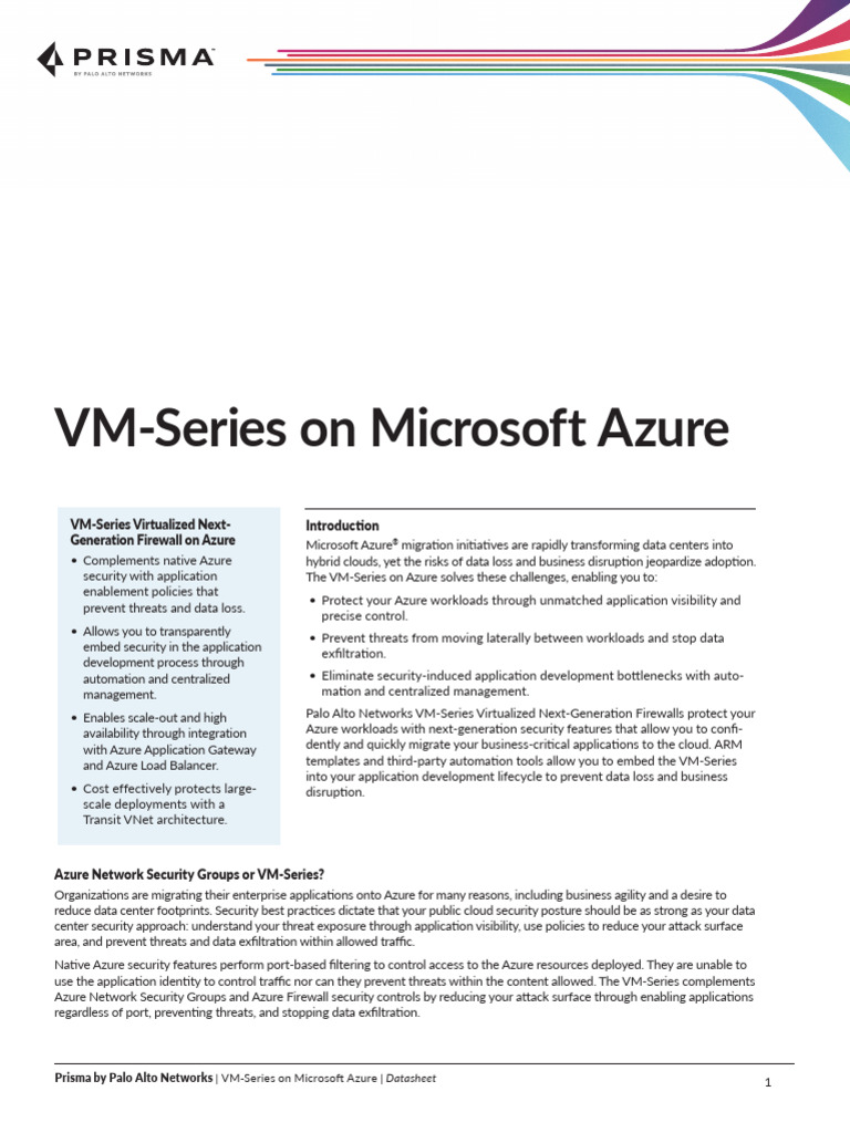 VM Series For Microsoft Azure | PDF | Cloud Computing | Microsoft Azure