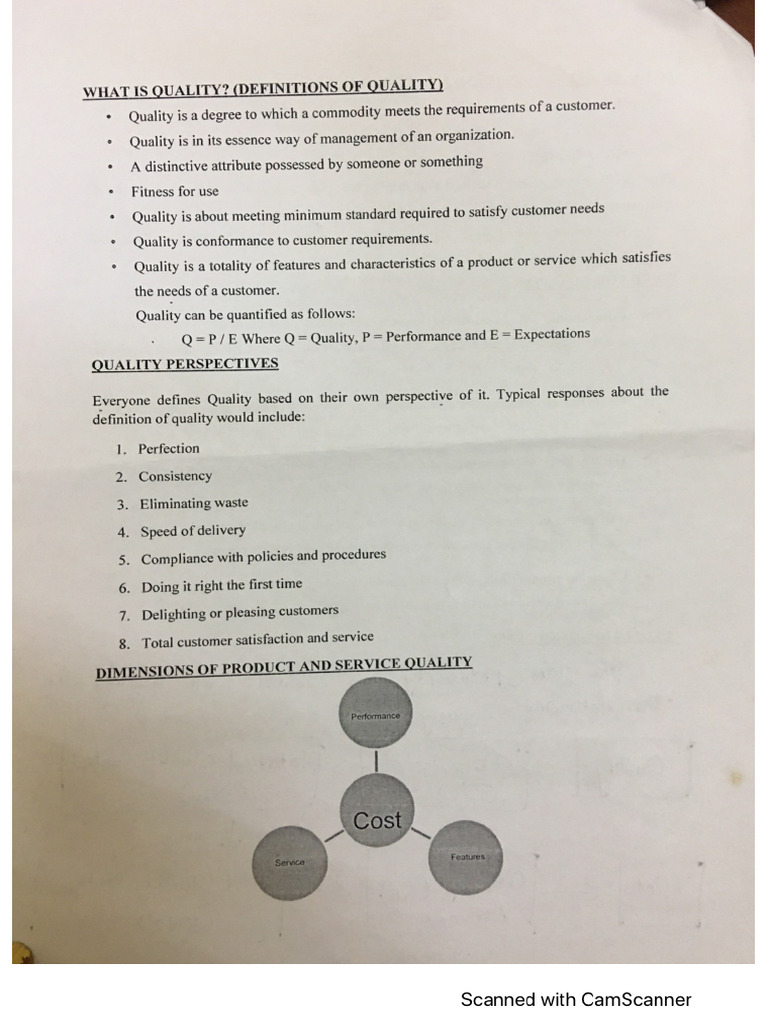 TQM - UNIT I NOTES | PDF