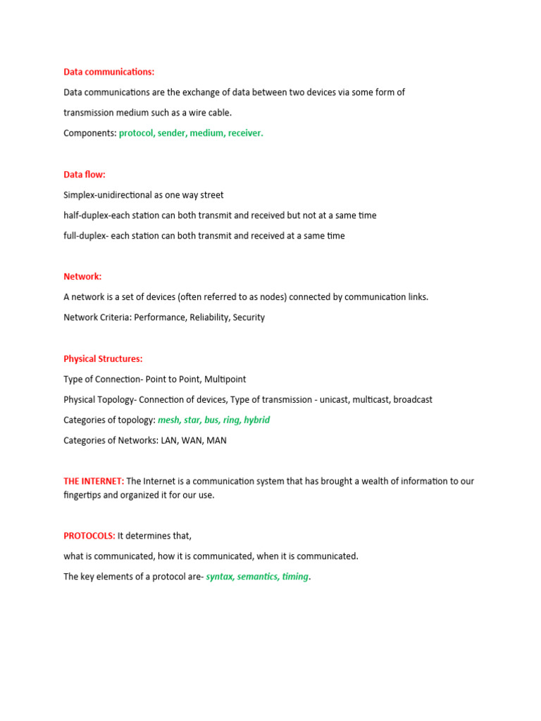 Short Note | PDF | Computer Network | Osi Model