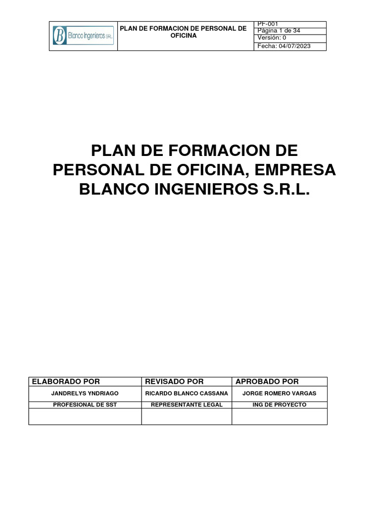Plan de Formacion | PDF | Business | La seguridad