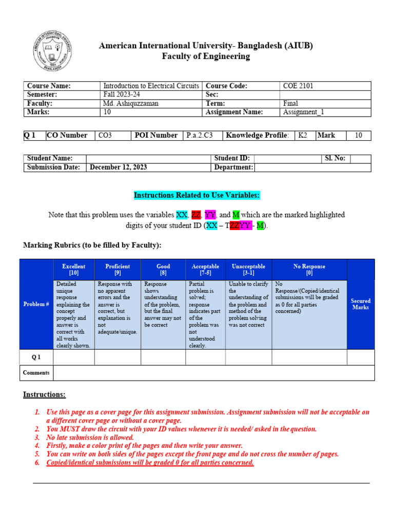 Final Assignment | Download Free PDF | Electrical Network | Electrical Engineering