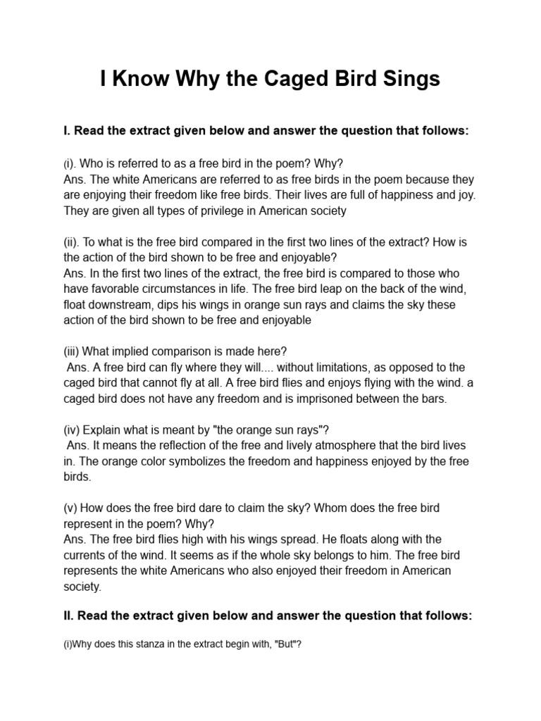 I Know Why The Caged Bird Sings | PDF